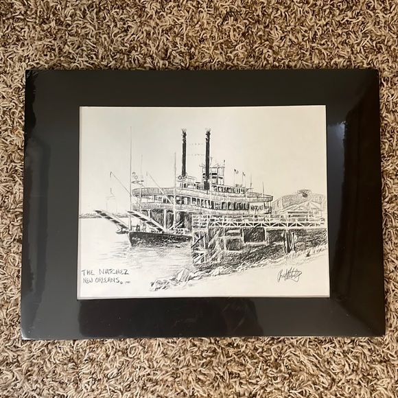 Accents | Nip Vintage 1981 New Orleans The Natchez Ship Matted Drawing ...